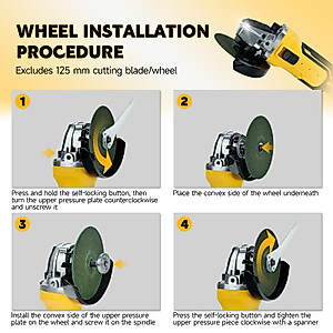 Cordless Angle Grinder for Dewalt 20v Batteries, 6600RPM Brushless Electric Grinder, 4 Variable Speed Metal Grinder for 4.9''Wheels with Adjustable Auxiliary Handle for Cutting, Polishing（No Battery)