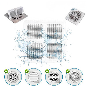 offMess 20PCS, 4X4inches Disposable Shower Drain Cover Hair Catcher Shower Drain Mesh Stickers, Bathroom, Laundry, Bathtub, Kitchen, Sink
