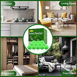 Mice Rodent Repellent 12Pcs 0.8lb, Peppermint Oil to Repel Mice and Rats, Rodent Repellent for Car Engines, Natural Ingredients Rat Repellent Balls Deterrent Indoor Pest Insect Control, Family & Pet Safe