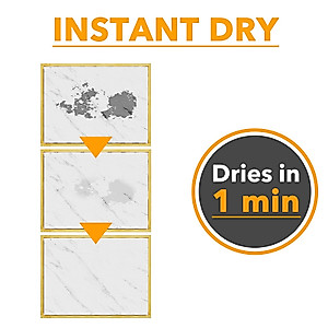 SpaceAid Stone Drying Mat for Kitchen Counter, Bamboo Rack Dish Pad, Instant Dry Diatomaceous Earth Mat Dishes, Stone Dish Fast Drying Mat Board (15.8 x 11.8 inch, White Marble)