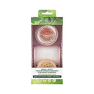 EcoTools Facial Cleanse & Prep Kit, Self-Care Skincare Tools, Cleanse & Exfoliate, Spa Headband, Cleansing Brush, Dry Brush, Makeup Prep, Eco-Friendly Skincare, Cruelty Free & Vegan, 3 Piece Set