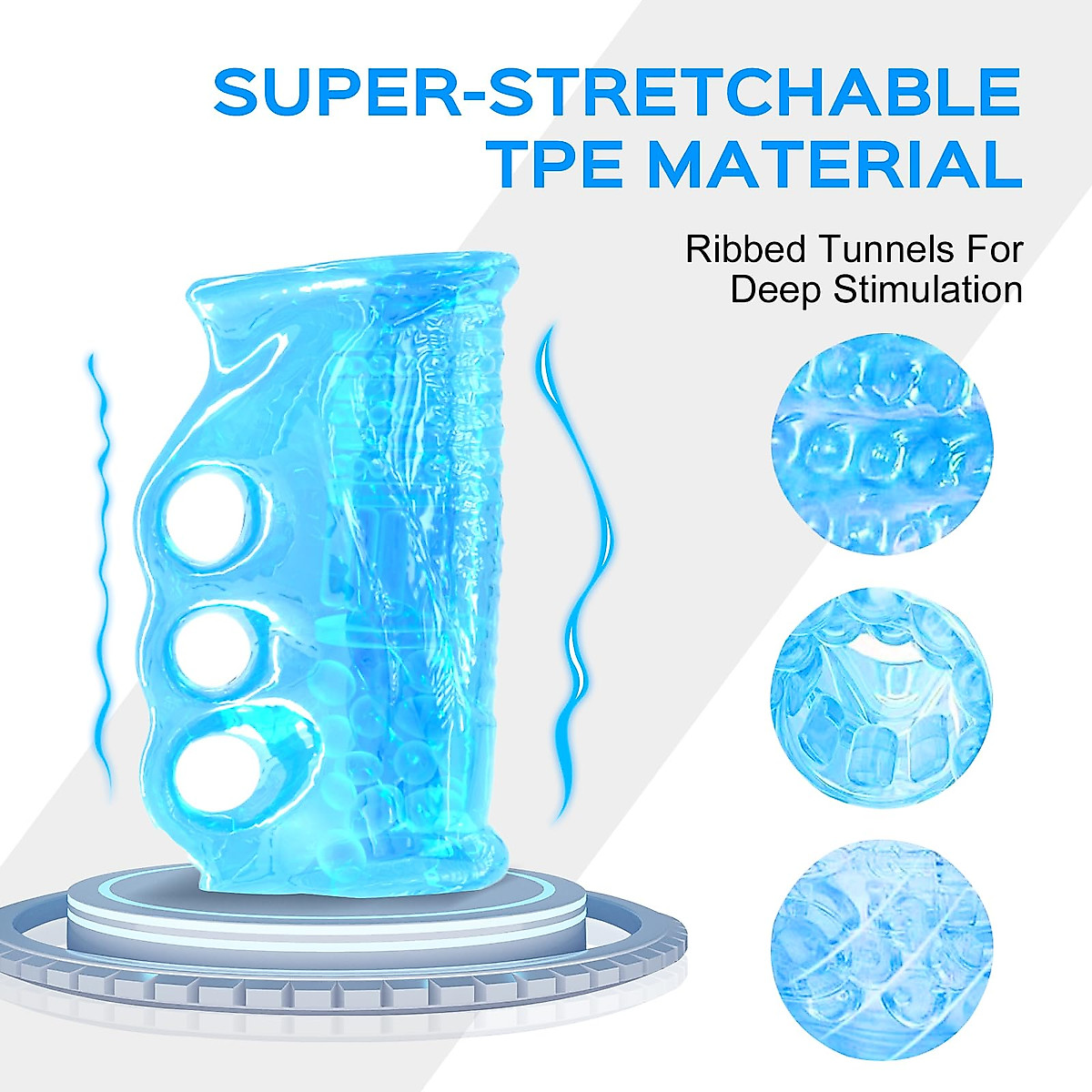 Male Masturbator Pocket Pussy Stroker Sex Adult Toys for Men,Manual Portable Transparent Oral Sex Handjob Glans Training Tool Open-Ended Penis Sleeve with Vagina Textured for Male Blowjob Toy