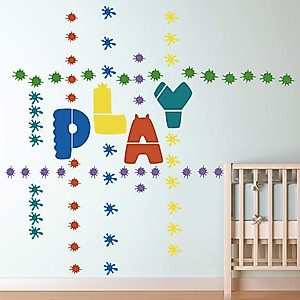 Paint Splatter Wall Decal-Ink Splotch Vinyl Stickers for Toddler Boys Girls Kids Room Bedroom Playroom Decor
