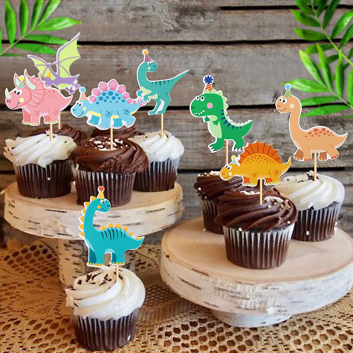 Ercadio 32 Pack Dinosaur Cupcake Toppers Baby Cute Dinosaur Cupcake Picks Dino Theme Baby Shower Kids Birthday Party Cake Decorations Supplies