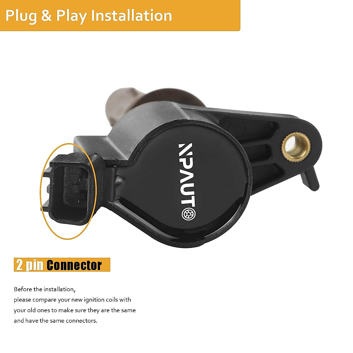 Ignition Coil Pack Compatible with V8 4.6 5.4 2008 2009 2010 Ford F150 F250 F350 Super Duty, Expedition Explorer Mustang Lincoln Navigator Mercury Mountaineer 4.6L 5.4L, Brown Boot C1659 DG521 FD509