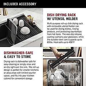 DELTA FAUCET Everest 33-inch Granite Composite Workstation Kitchen Sink Undermount Single Bowl with WorkFlow Ledge and Accessories in Metallic Black, 75B933-33S-BL