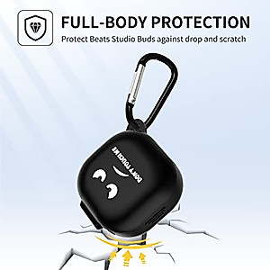 CACOE Silicone Case for Samsung Galaxy Buds 2 Pro (2022)/ Samsung Galaxy Buds Pro (2021)/Galaxy Buds 2/Galaxy Buds Live（2020,Funny Cute Protective Earbuds Case Cover with Keychain (Black)