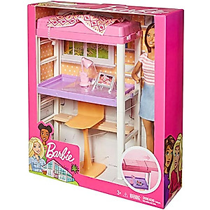Barbie Doll and Furniture Set, Loft Bed with Transforming Bunk Beds and Desk Accessories, Gift Set for 3 to 7 Year Olds​​​​
