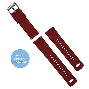 BARTON WATCH BANDS Quick Release Elite Silicone Watch Bands, Black Top/Crimson Red Bottom, 22mm