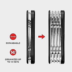 KeySmart iPro - Apple Find My App Compatible - Find Your Lost Keys Smart Key Organizer Keychain Holder, Compact Trackable Key Chain Keyholder, LED Flashlight (up to 14 Keys, Black)