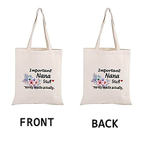 PWHAOO Nana Tote Bag Gift Important Nana Stuff Mainly Snacks Actually Tote Bag Mother's Day Gift (Nana Stuff TB)