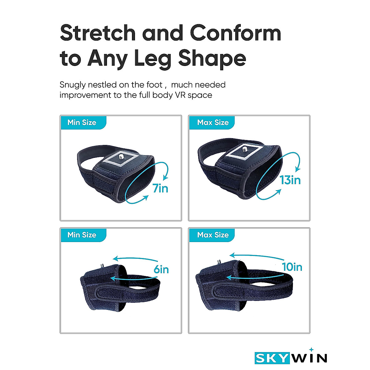 Skywin-VR Tracker Straps for HTC, Vive Tracker Straps -2 Pack, Adjustable Tracker Straps,VR Full Body Tracking for Foot, Tracking in Virtual Reality