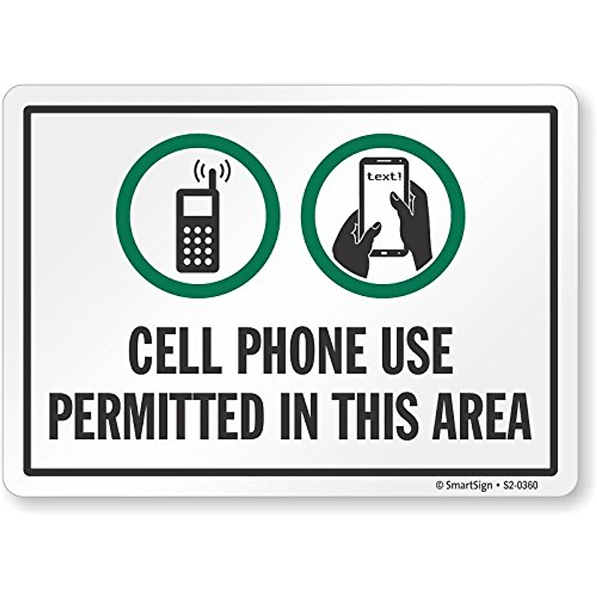 SmartSign "Cell Phone Use Permitted in This Area" Sign | 10" x 14" Plastic