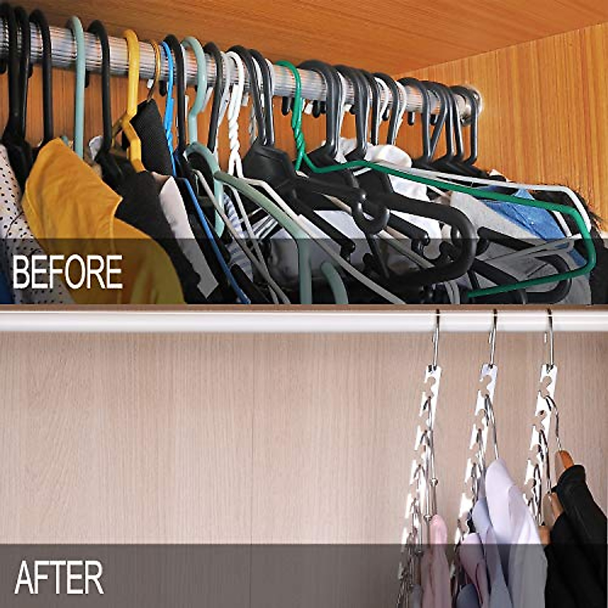 Meetu Space Saving Hangers Metal Clothes Hangers 6X2 Slots Magic Hanger Cascading Hanger Updated Hook Design Closet Organizer Hanger (Pack of 4)