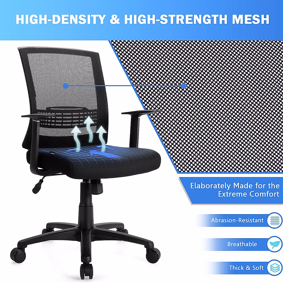 Giantex Ergonomic Mesh Executive Office Chair with Adjustable Lumbar Support, Swivel Managerial Chair with Rocking Function, High-Back Computer Chair, Home Office Desk Chair