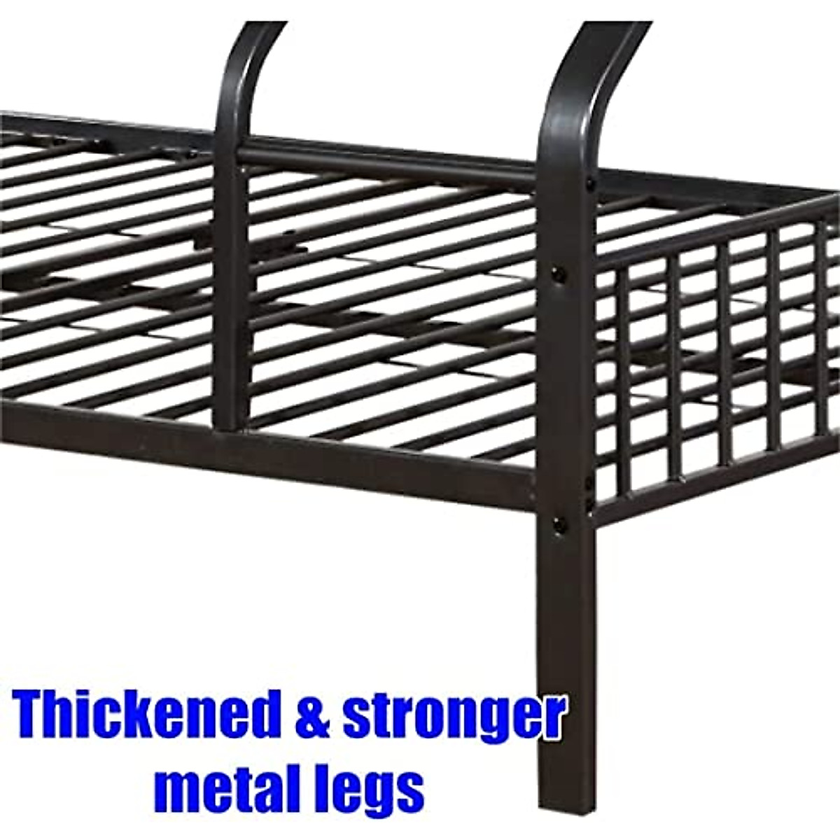 ZEKOLO Upgraded Version & Stronger Steel Bunk Bed Twin XL Over Queen with Safer Guardrails and Ladder, Thickend More Stable Metal Twin XL Over Queen Bunkbeds, Gunmetal (Easier to Assemble)