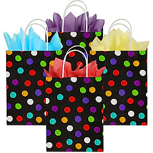 BLEWINDZ 24 Pieces Small Gift Bags with Handles and Tissue Papers, Stripe Birthday Goodie Bags for Wedding, Birthday, Party Supplies