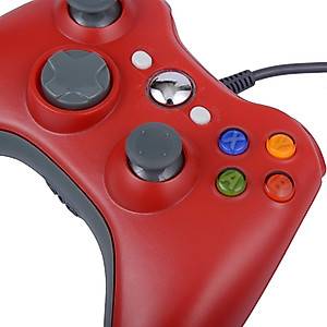 ONE250 USB Wired Game Pad Controller, Compatible with Xbox 360, Xbox 360 Slim, Windows PC - Replacement USB Wired Gamepad (Red)