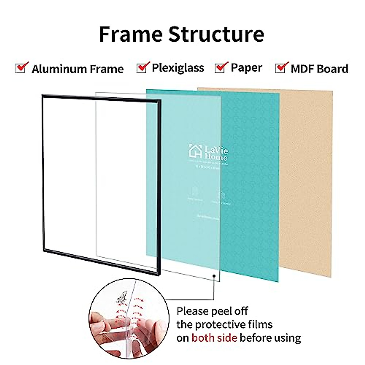 LaVie Home 16x20 Picture Frame Gold Aluminum, Classical and Fashionable 16x20 Frame for Wall Mounting Displaying, Perfect for Home Decor, Office Decor