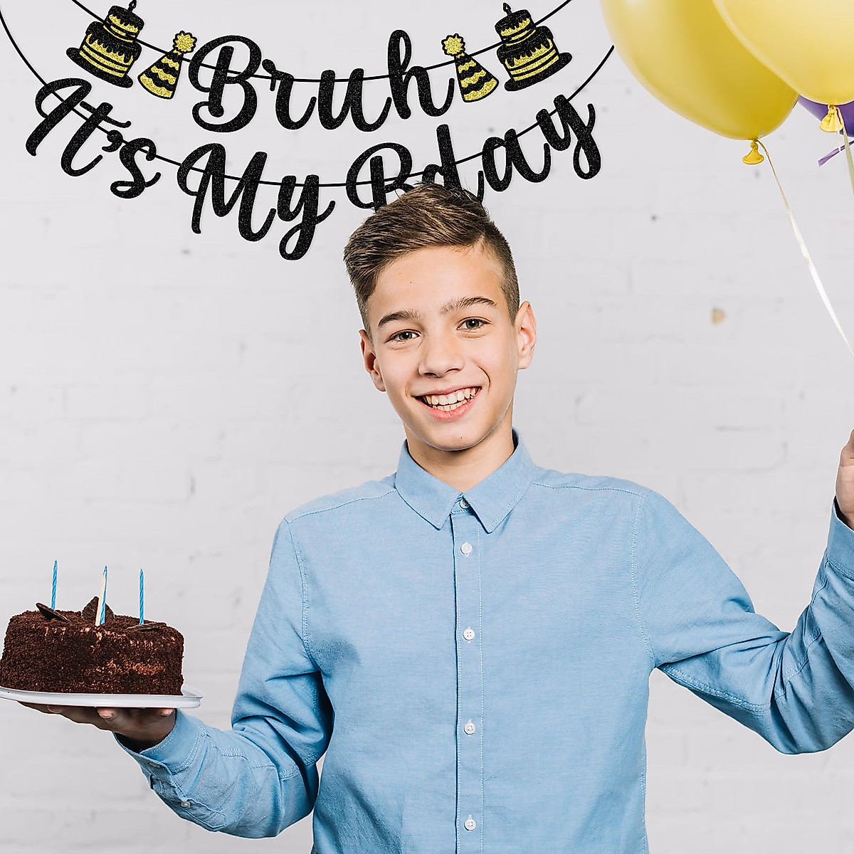 Bruh It's My Bday Banner, Funny Birthday Banner, Teen Boy Birthday Decorations, Bruh Birthday Decorations, Gold and Black Birthday Party Decor