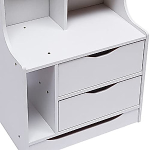 XUANIIIL White Nightstand, Mid-Centry Modern Bedside End Table with 2 Drawers, Easy Assembly Wood Sofa Side Table Storage Cabinet for Living Room, Bedroom