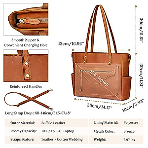 S-ZONE Women Genuine Leather Tote Bag Large Shoulder Purse Vintage Crossbody Work Handbag