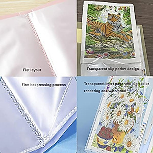 A3 Diamond Painting Storage Book 30 Pages, Art Portfolios Painting Storage Book Clear Pockets Sleeves Protectors for Artwork, Report Sheet, Letter Album Folder Storage Bag, 11*17in/ 44 X 32.5cm (Pink)