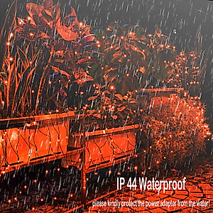 Joomer 12ft x 5ft 360LED Orange Halloween Net Lights Outdoor Mesh Lights, 8 Modes Timer Connectable Waterproof Bush Lights Mesh Netting Lights for Halloween Outdoor Decorations (Green Wire)