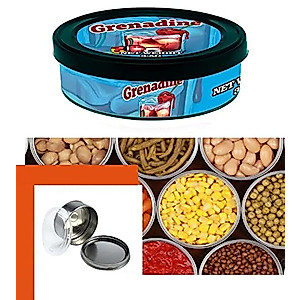 Self-Seal Cali Tin Can with Ring Lid and Labels, Side Stickers, Pressitin Stickers, Tin Tuna Can - No Tools Needed - 100ml/3.5g-20 Sets