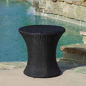Christopher Knight Home Adriana Outdoor PE Wicker Accent Table, Black