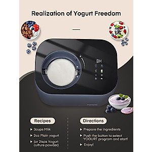 Touch Screen 1.2-Quart Automatic Ice Cream Maker with Compressor, No Pre-freezing, 4 Modes Frozen Yogurt Machine with LCD Display & Timer, Electric Sorbet Maker Gelato Maker, Keep Cool Function