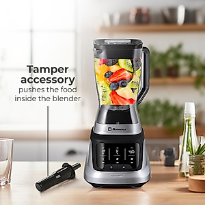 Koblenz Professional Blender, Countertop Blender for Shakes and Smoothies with 3 Speeds, 1200-W Motor, 68 Oz. Capacity, Super Silent Operation, Includes Tamper Accessory, Black/Chrome, LKM-9406
