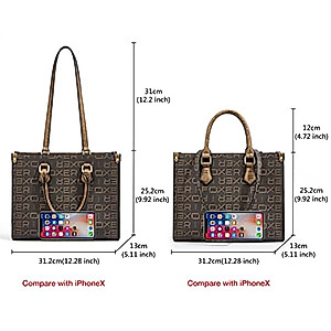 Large Tote Handbags for Women, Faux Leather Ladies Top-handle Bags Womens Large Shoulder Purses and Handbags Women's Fashion PVC Signature Leather Pocketbooks