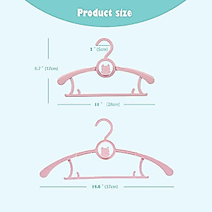 Baby Nursery Closet Hangers, 20pcs Slip Laundry Infant Pant Hangers for Newborn Clothes Kids Baby Hangers - 11"- 14" Adjustable Children Coat Hanger for Girl Boy Plastic Infant Hangers Cherry Powder