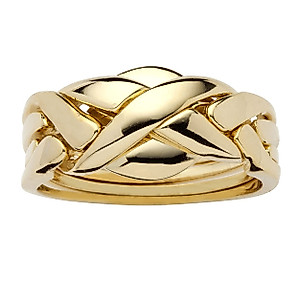 PalmBeach 14K Yellow or Rose Gold-Plated or Platinum-Plated Braided Interlocking Puzzle Ring Size 9