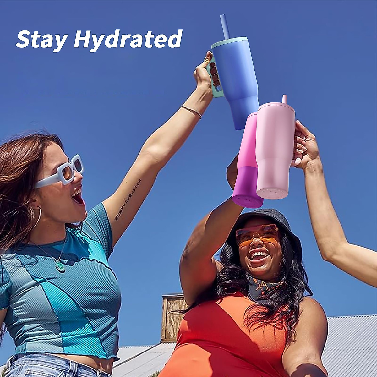 Barpertik 20 oz Tumbler with Handle Flip Straw,100% Leak Proof Coffee Mug Water Bottle,Insulated Cup Reusable Stainless Steel Travel Mug,Gifts for Women,Pink sand