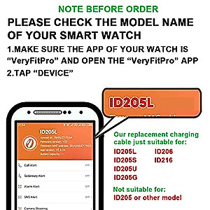 Nicempty VeryFit Smart Watch Charger USB Magnetic Smartwatch Replacement Charging Cable Cord (2 Pack)