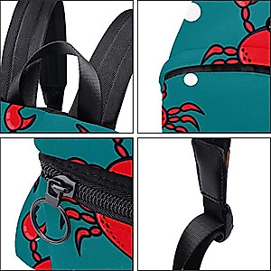 Cartoon Red Carb Pattern Blue Color Large Canvas Backpack College School Men & Women