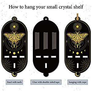 CREATCABIN 2Pcs Small Crystal Shelf Display Butterfly Wooden Crystal Holder Magical Witch Stuff Boho Rustic Altar Shelf for Hanging Crystals Stone Necklace Witchy Room Wall Decor 3.03 x 7.01inch