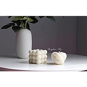Brighter Sky Bubble Candle and Knot Candle Set, Natural Premium Soy Wax, Beige, Lavender Essential Oil, Aesthetic Candles, Candle Décor, Gift for Her, Candle Gift, Gift for Friends