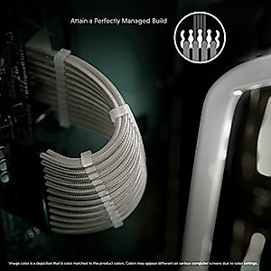 LINKUP - AVA 30cm EPS 8P(4+4) CPU ATX Motherboard PSU Power Supply Braided Sleeved Custom Mod PC Extension Cable w/Combs | Strong & Stiff Design | Single Pack | 300mm - White