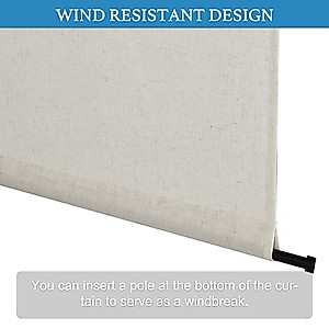 RYB HOME Natural Linen Blended French Door Curtain Privacy Light Filgtering Tricia Window Door Curtain for Patio Sidelight Glass Blind Tie Up Shade for Kitchen, W 26 x L 69 in, 1 Pc