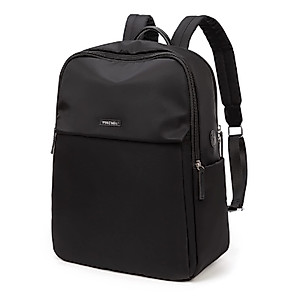 PINCNEL Fashion Laptop Backpack Purse for Women with Anti-Theft Pocket, External USB Port, and Travel Luggage Strap for Work, School, and Casual Style(Pure Black)