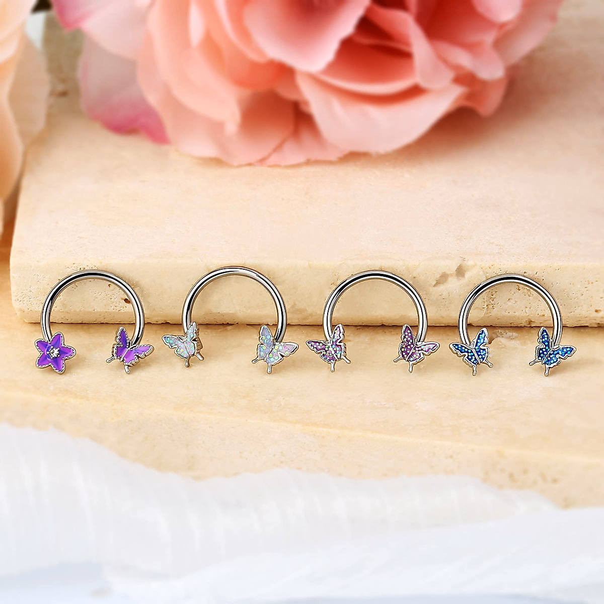 Jewseen Butterfly Daith Earring, 16G/1.2mm Gauge, 316L Surgical Steel, Hypoallergenic, for Cartilage Piercing