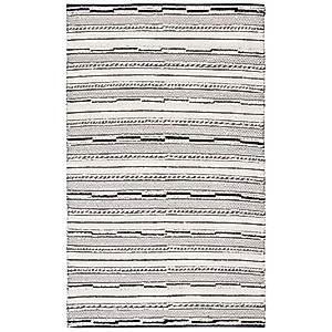 SAFAVIEH Natura Collection Accent Rug - 4' x 6', Black & Ivory, Handmade Flat Weave Boho Farmhouse Wool, Ideal for High Traffic Areas in Entryway, Living Room, Bedroom (NAT281Z)