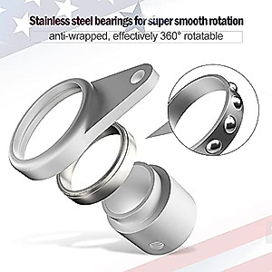 Loretoy Flagpole Ring Set with Bearings, Aluminum Alloy Flag Pole Rings, 360°Rotating Flag Mounting Ring, Spinning Flag Pole Clips Kit with Carabiner for 0.75-1.0 Inch Diameter Flagpole|Silver-2 Pack