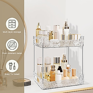 TENDER EPOCH 2-Tier Bathroom Counter Organizer Countertop Storage, Dresser Organizer Vanity Tray for Makeup, Perfume Organizer Cosmetics Skincare Shelf Organizer - Clear