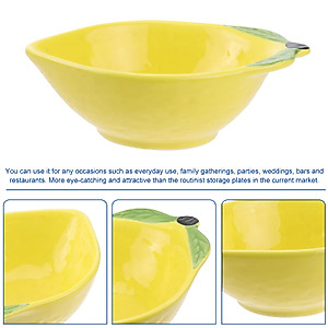 Kichvoe 4.7 * 3Inch Fruit Shaped Bowl Ceramic Lemon Shape Salad Bowl Decorative Snack Candy Nut Bowl Dessert Bowl Serving Plate for Home Kitchen