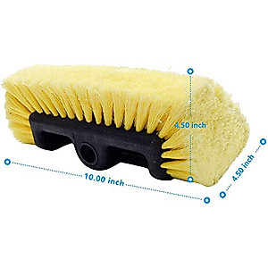 CARCAREZ 10" Car Wash Brush with Soft Bristle for Auto RV Truck Boat Camper Exterior Washing Cleaning, Yellow