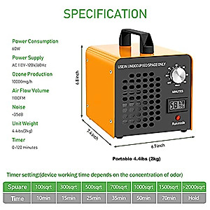 ELINP Industrial Ozone Generator 10,000 mg/h High Capacity Commercial Ozone Machine Odor Removal Deodorizer Ozonator for Home, Cars and Pets